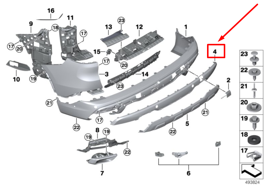 BMW X5 G05 Rear Bumper Lower Cover 8498992 51128498992 NEW GENUINE ...