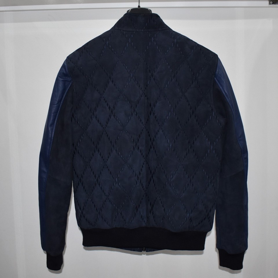 Kiton Genuine Suede Smooth Leather Lambskin Men's Navy Blue Luxury ...