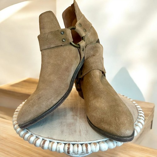 Frye Leather Back-Zip Women’s Suede Ankle Boots Ray Harness Sage Suede ...