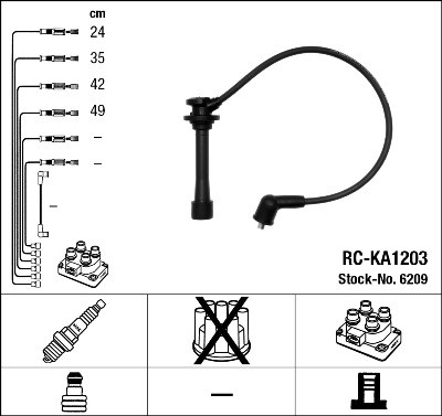 6209 IGNITION CABLE SET LEADS KIT NGK FOR KIA RIO,SHUMA II,CARENS II ...