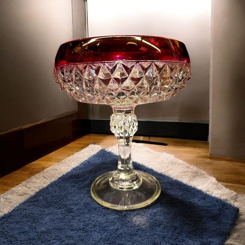 Kings Crown Ruby Red Flash Diamond Point Compotes Candy Dish 7 1/4 ...