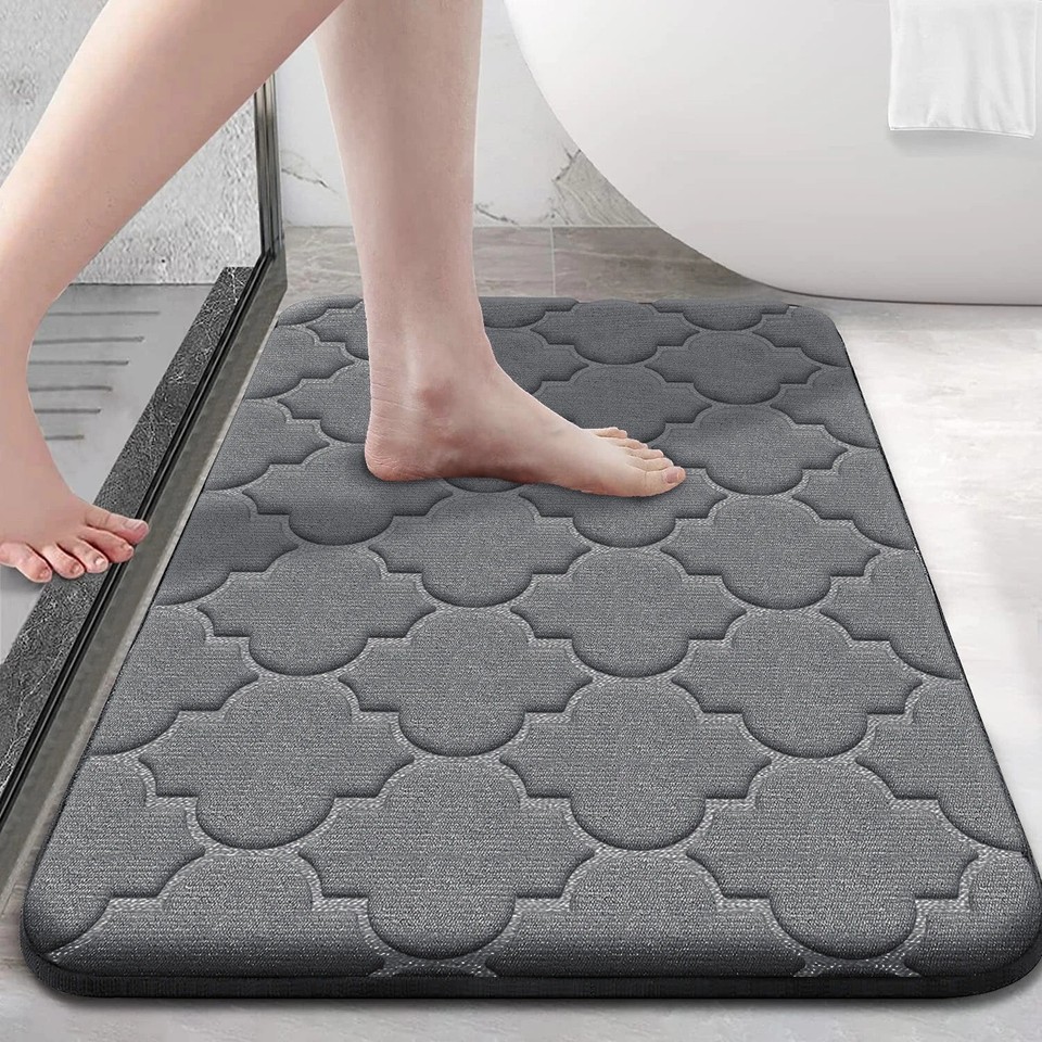 Super Water Absorbent Soft Memory Foam Bath Mat Non-Slip Bathroom ...