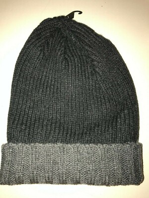 men NEW NWOT CROFT & BARROW black gray KNIT BEANIE WINTER HAT one size ...