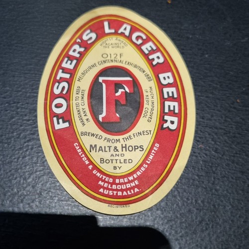 Lot of 4 Different Unused Beer Labels, Fosters, Abbots Lager, Melb ...
