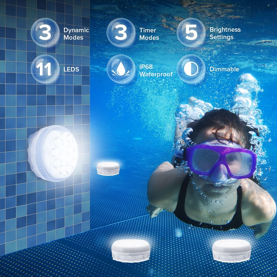 Led pool lights swimming pool magnet led floating pool lights color ...