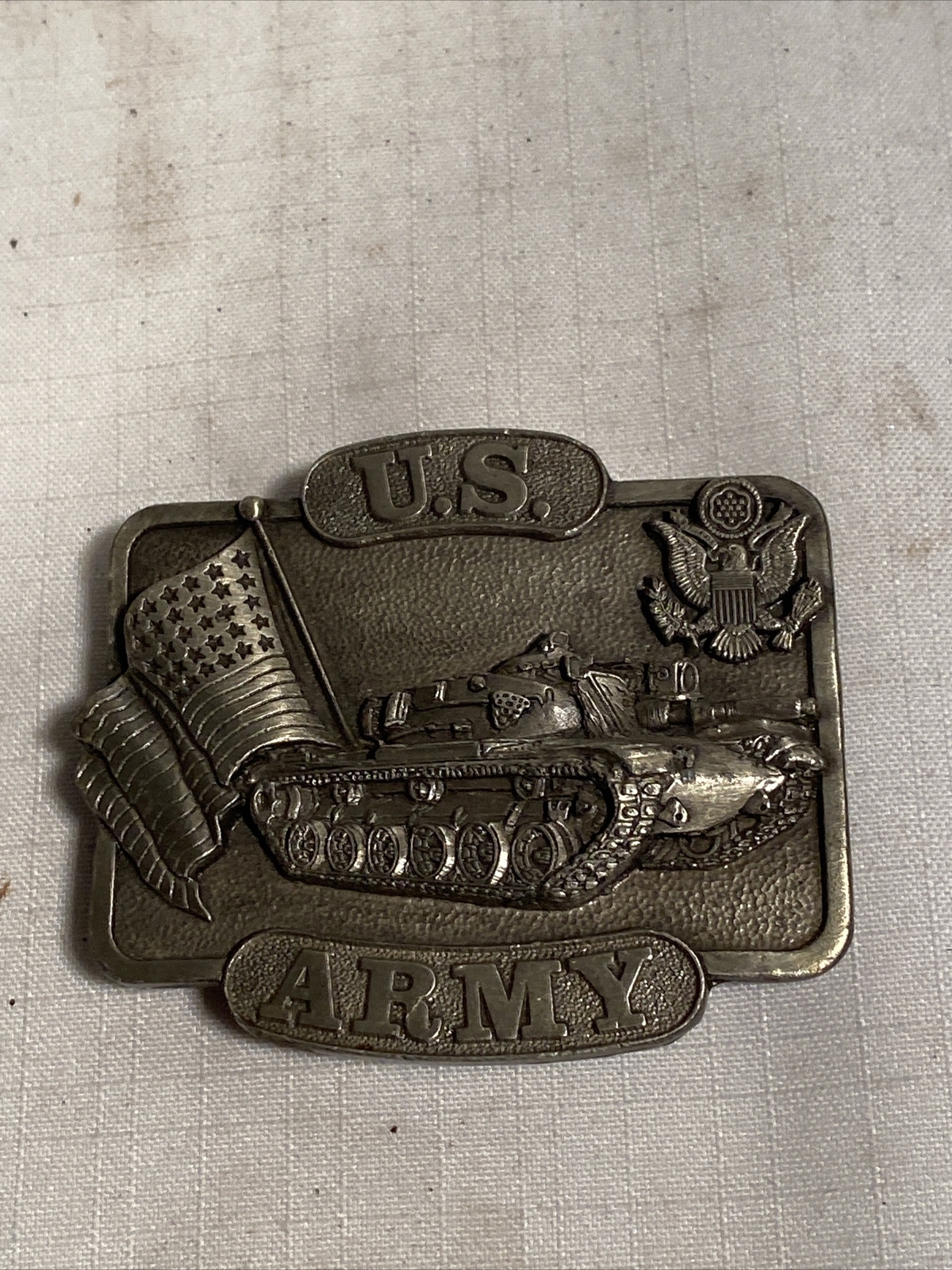 US Army Tank Flag & Seal Belt Buckle 1982 Bergamot Br… - Gem