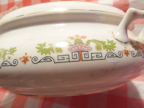 Lovely Edwin Knowles Greek Key Floral Tureen/ Serving Dish | eBay