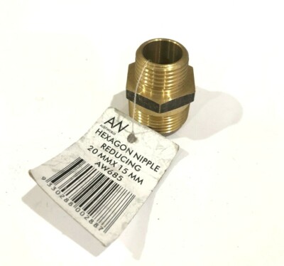 Austworld AW685 20x15mm Watermarked Brass Reducing Hexagon Nipple, Exp ...