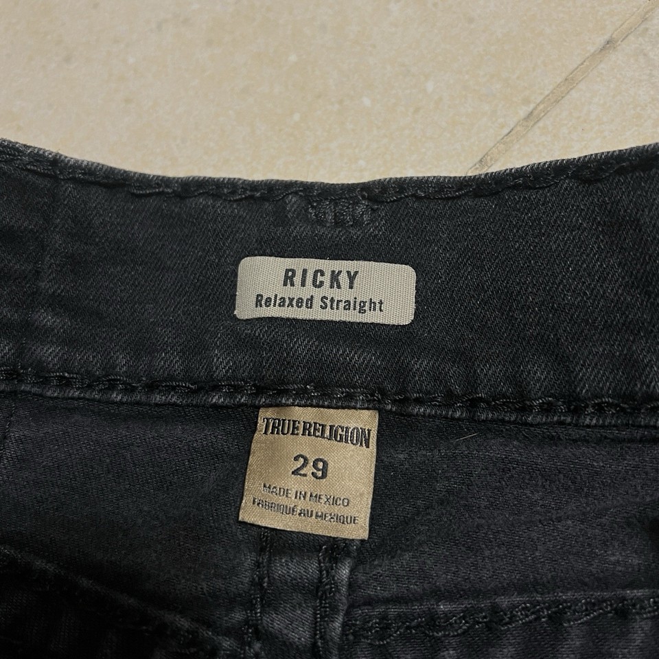 USA True Religion Jeans Ricky Relaxed Straight Black Super T Zipper ...