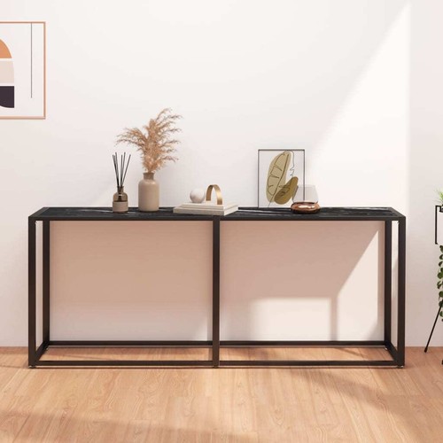 Hallway Console Table Tempered Glass Hall Side Tables Steel Frame Black ...