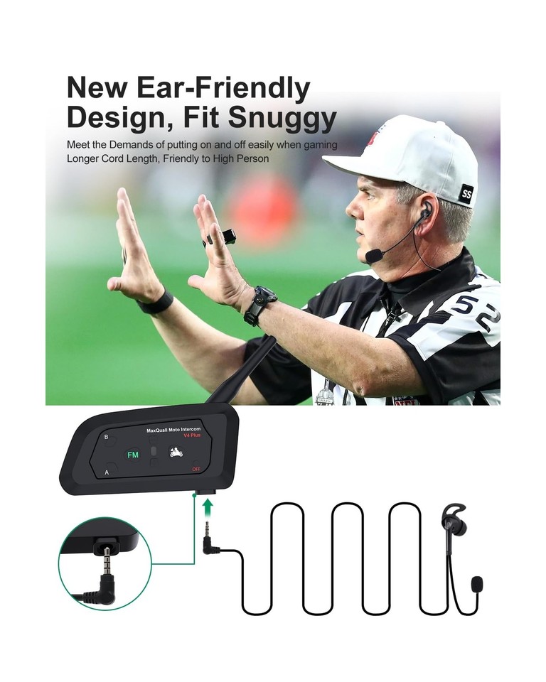 Referee Communication System 4 Person, V4 Plus Referee Headset Football ...