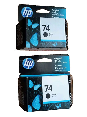 Lot (2) Genuine HP 74 Black Ink Cartridge CB335WN EXP 3/2012 4/2013 7/ ...