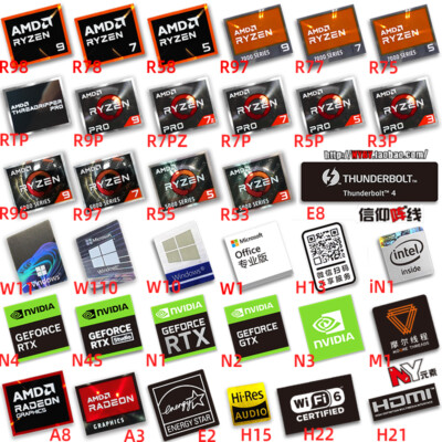 AMD Ryzen R9 R7 R5 8000 9000 Label Sticker Decals For Laptop Computer ...