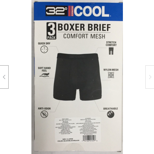32 DEGREES 3 Pk ALL BLACK Mesh Boxer Briefs Underwear Men's XL | eBay