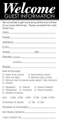 Guest Card-Welcome: Guest Information (Pack Of 50) | eBay