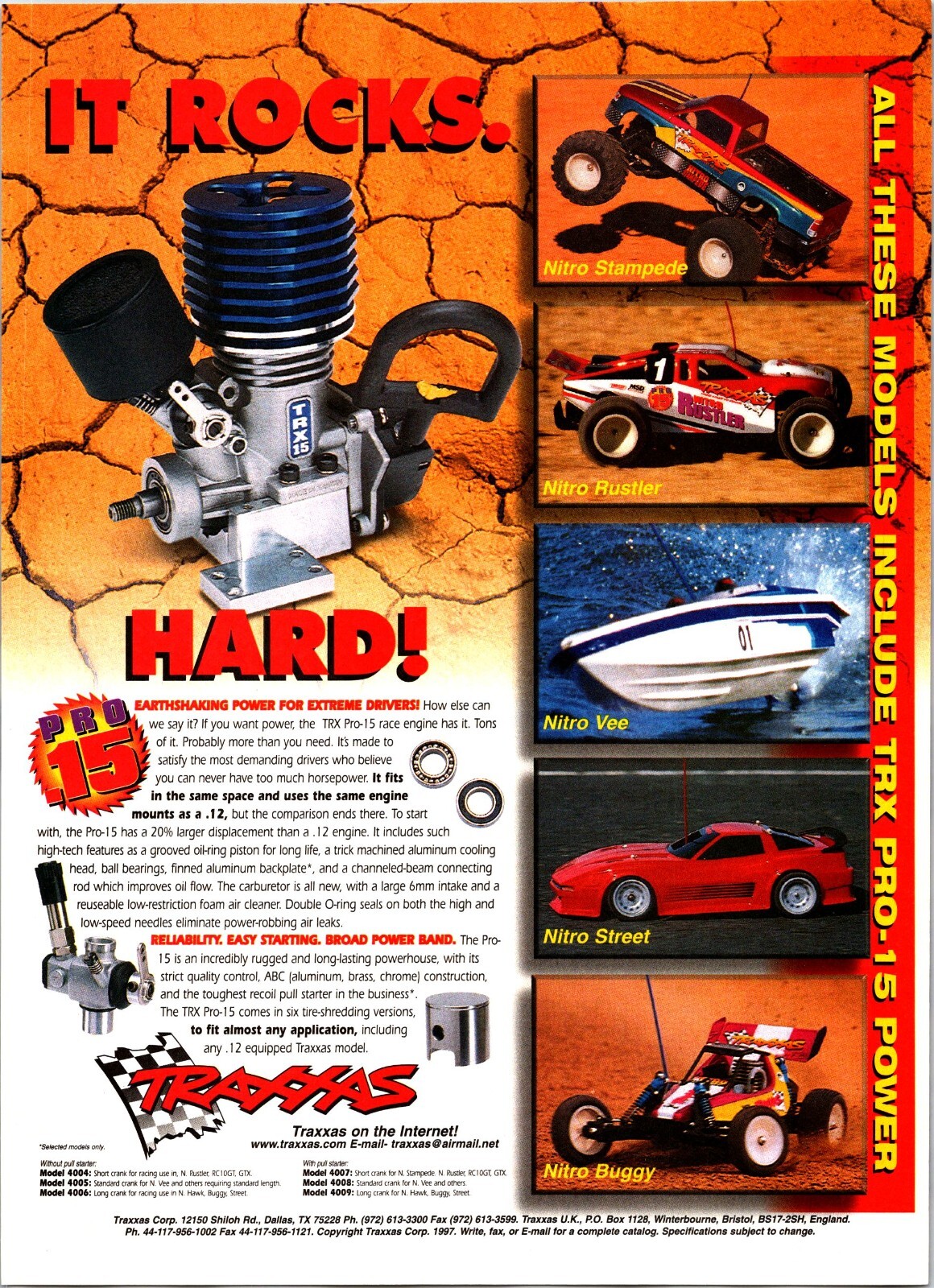 Traxxas Pro 15 Engine NItro RC Vintage Print Ad Wall Art Decor | eBay