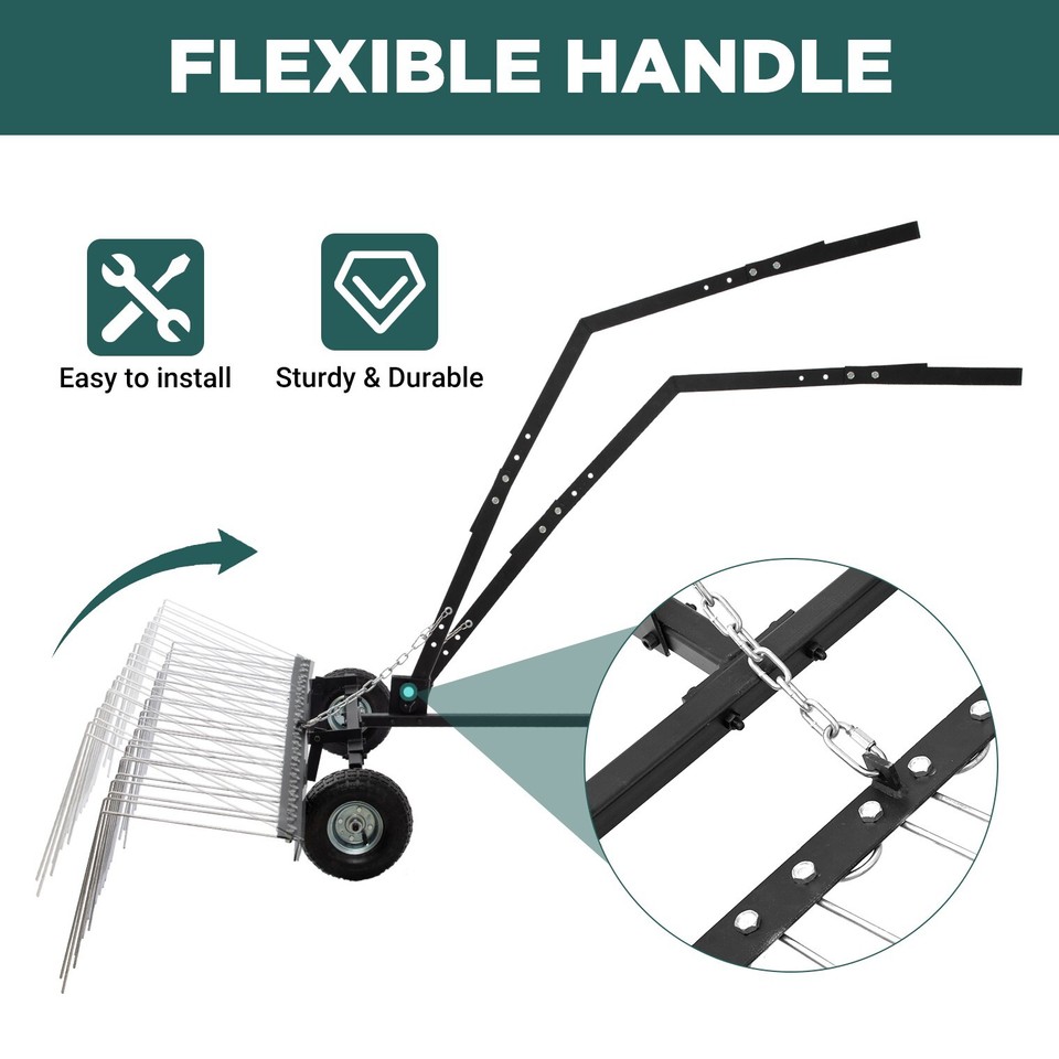 60" ATV Tow Behind Lawn Rake Durable and Rust-Resistant for Yards ...