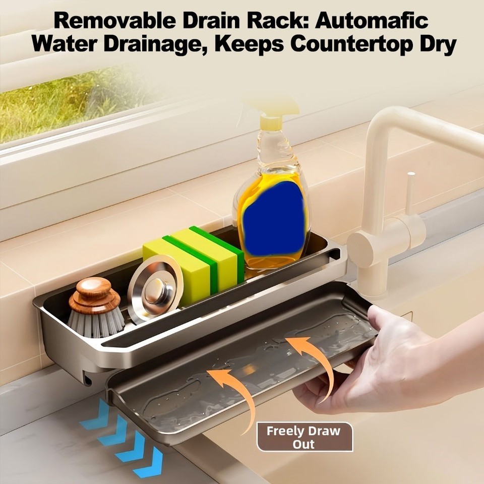 Sink Edge Storage Rack Self Draining Drain Shelf for Sponges and For ...