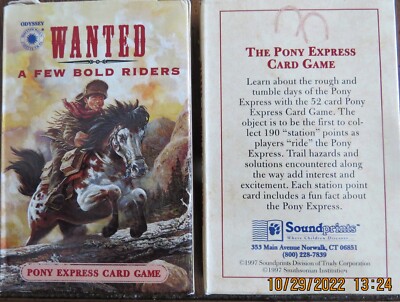 WANTED Few Bold Riders PONY EXPRESS CARD GAME 1997 Smithsonian sealed ...
