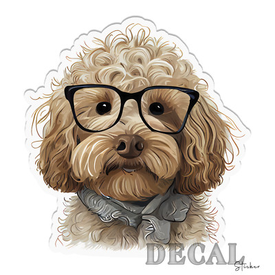 Cockapoo Dog Glasses Vinyl Decal Sticker Indoor Outdoor 4 Sizes | eBay