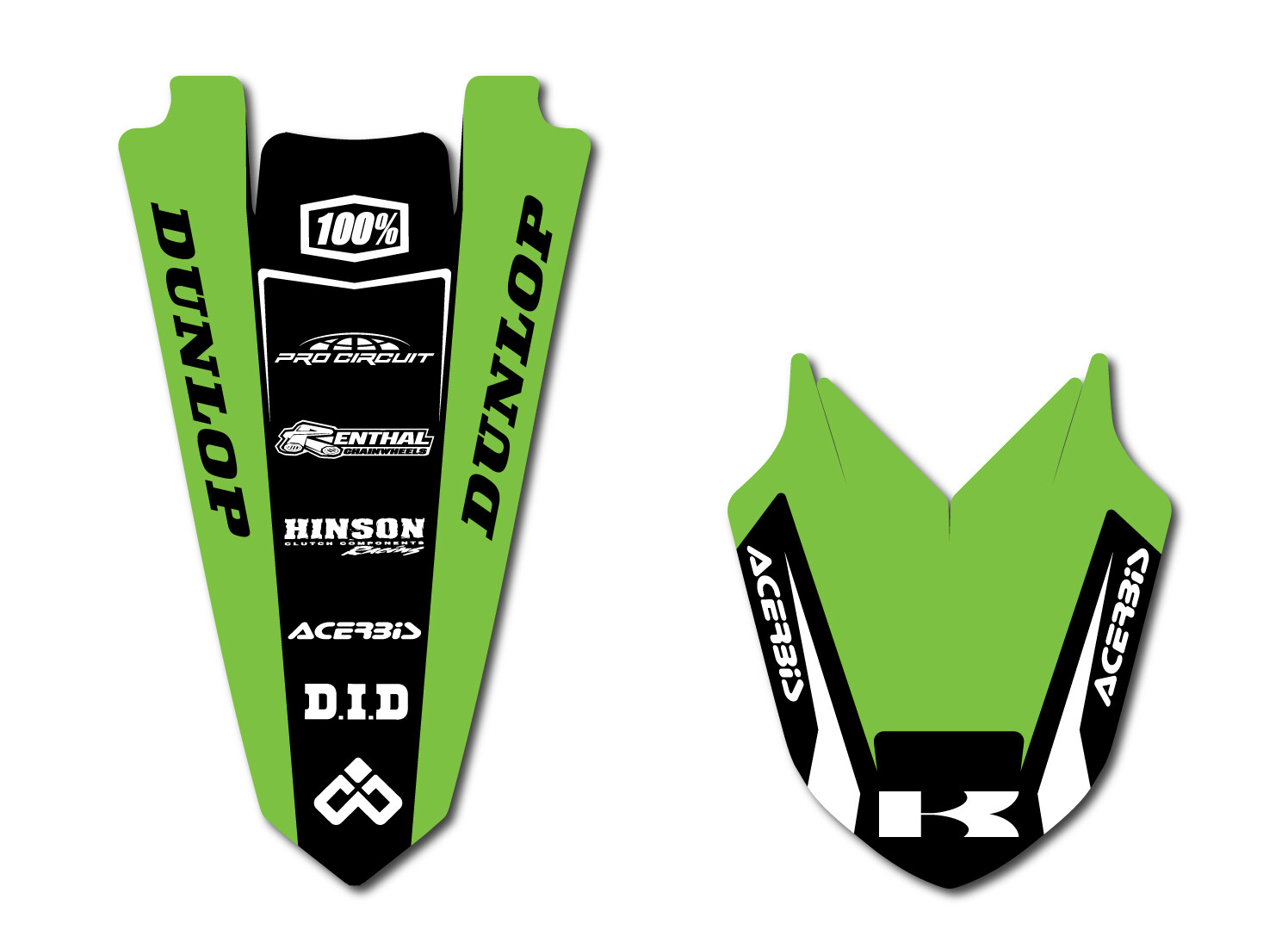 2004-2023 Kawasaki KX250F KX450F Front & Rear Fender Graphics Set MX ...