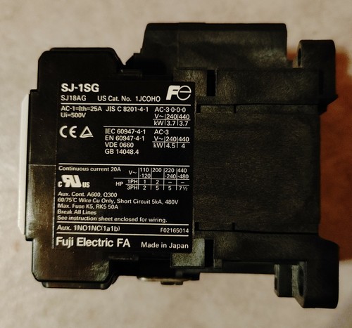 Fuji Electric SJ-1SG/UL 24 VDC Coil Starter SJ1SG/UL SJ181G Free ...