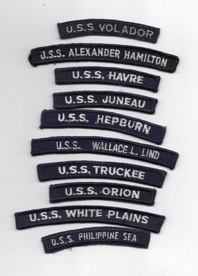 10pc USS USN NAVY NAVAL ROCKER ARM PATCHES VOLADOR JUNEAU HAVRE ORION ...
