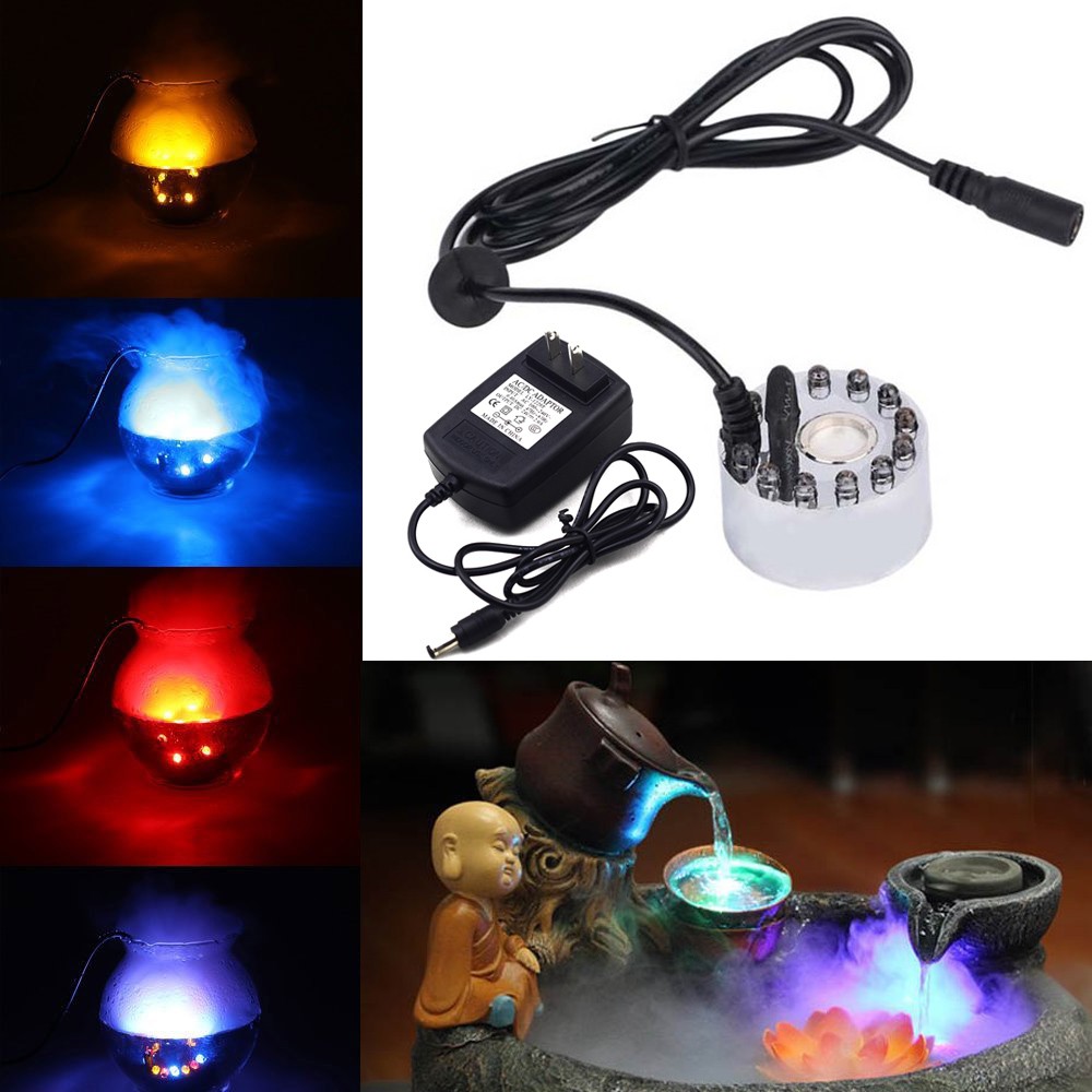 LED Ultrasonic Mist Maker Fogger Water Fountain Pond Atomizer Air ...
