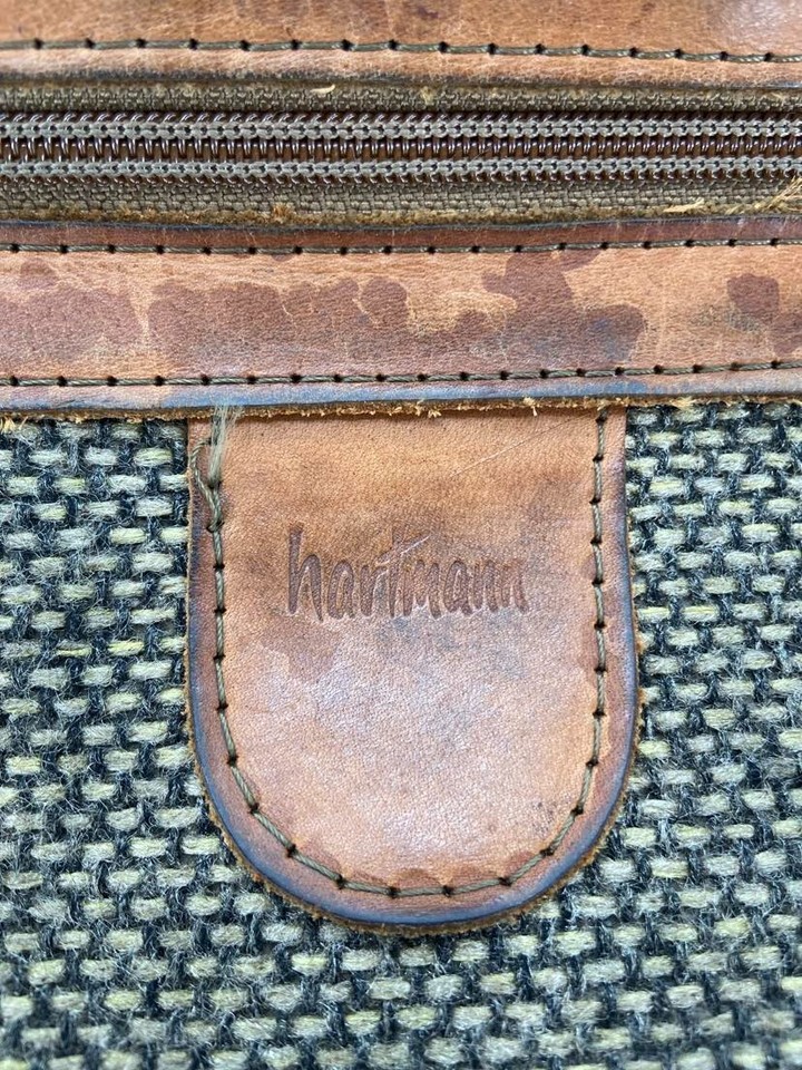 VTG Hartmann Rolling Tweed Wool Bi-Fold Garment Bag Zip Travel Luggage ...