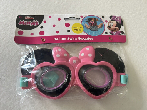 Minnie Mouse Deluxe Swim Goggles Ages 3+ Pink Disney Jr New UV ...