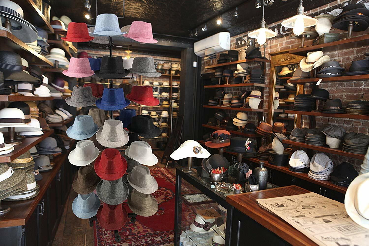 Rotating Hat Display Rack Free Standing Metal Floor Caps Headwear Stand ...