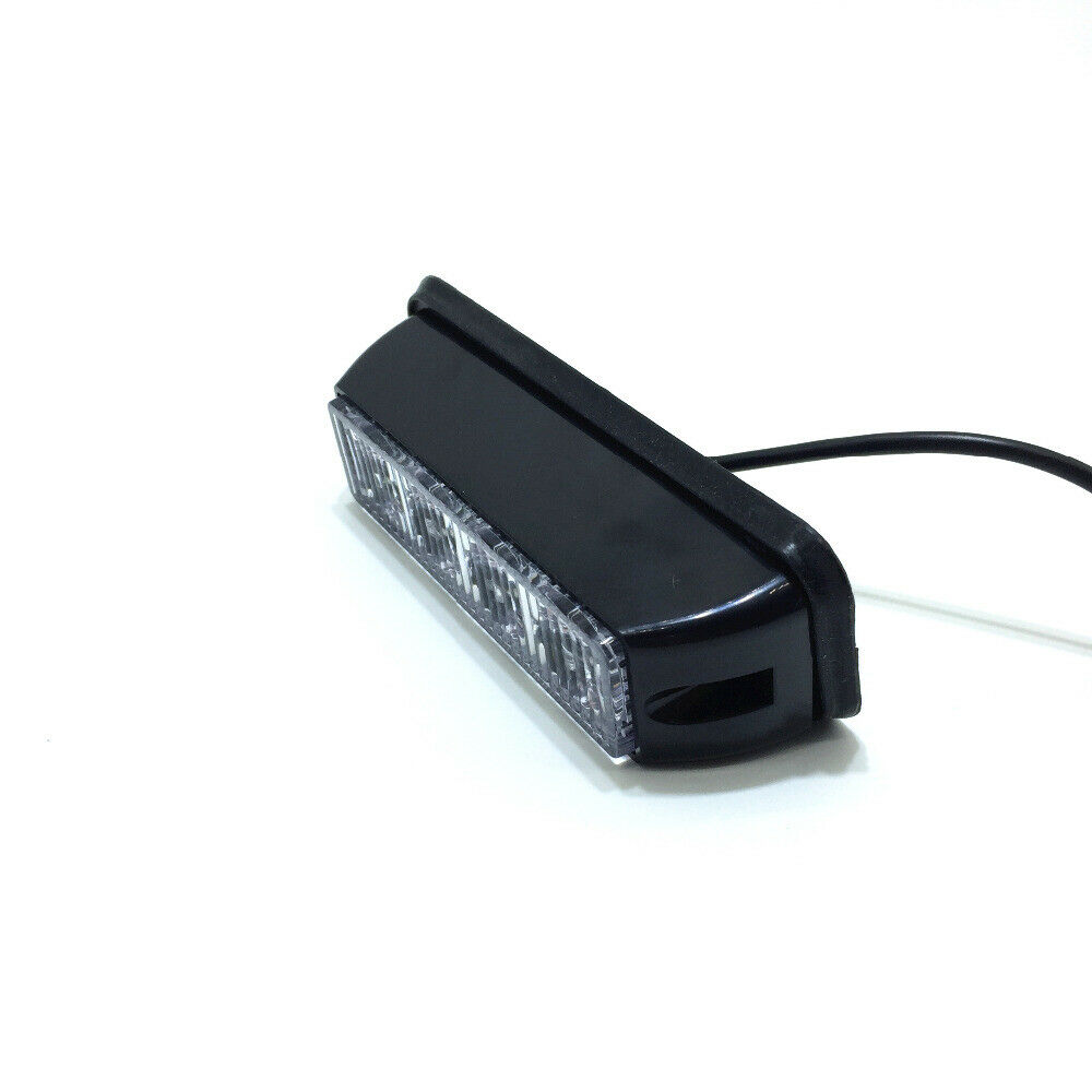White/Amber 4 LED Strobe Light Side Marker Emergency Warning Flash Pods ...