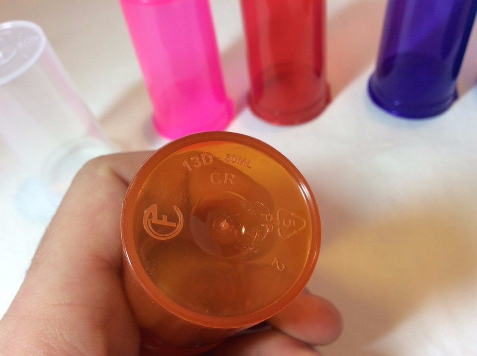 50 PC BLUE Squeeze Pop Top Stash Can Jar Tube Bottles 2.75" x 1.25 ...