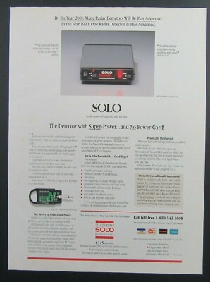1990 SOLO RADAR DETECTOR Self Powered Radar Receiver Magazine Ad | eBay