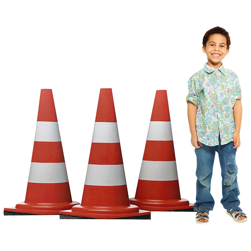 CONSTRUCTION CONES Set of 3 CARDBOARD CUTOUT Standups Standees Posters ...