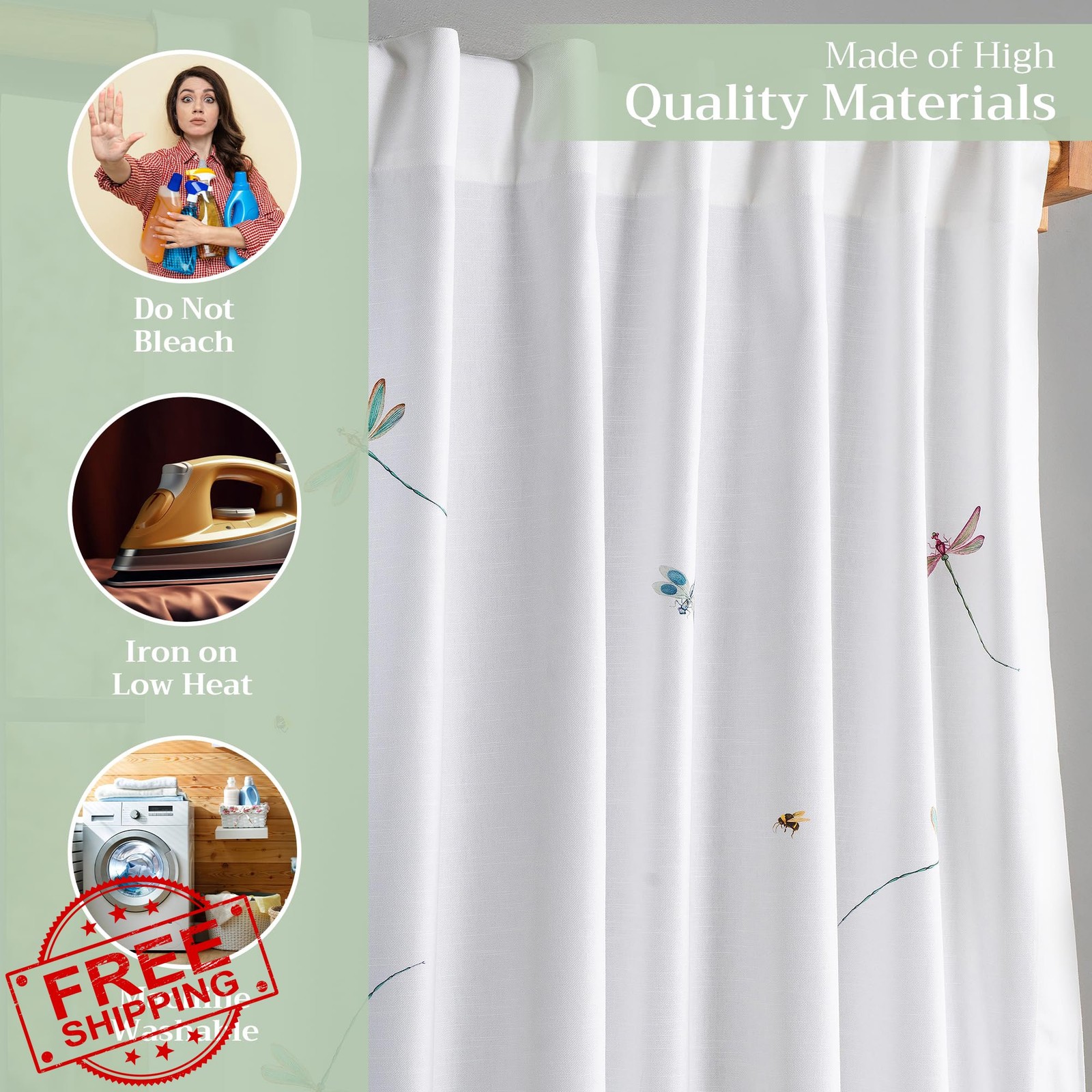 Maison d' Hermine 100% Cotton Curtain Panel 50"x108" Fleurs De Mai ...