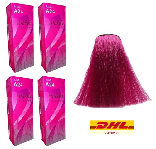 4 x BERINA HAIR DYE A24 MAGENTA COLOR Fashion Style PERMANENT COLOR ...
