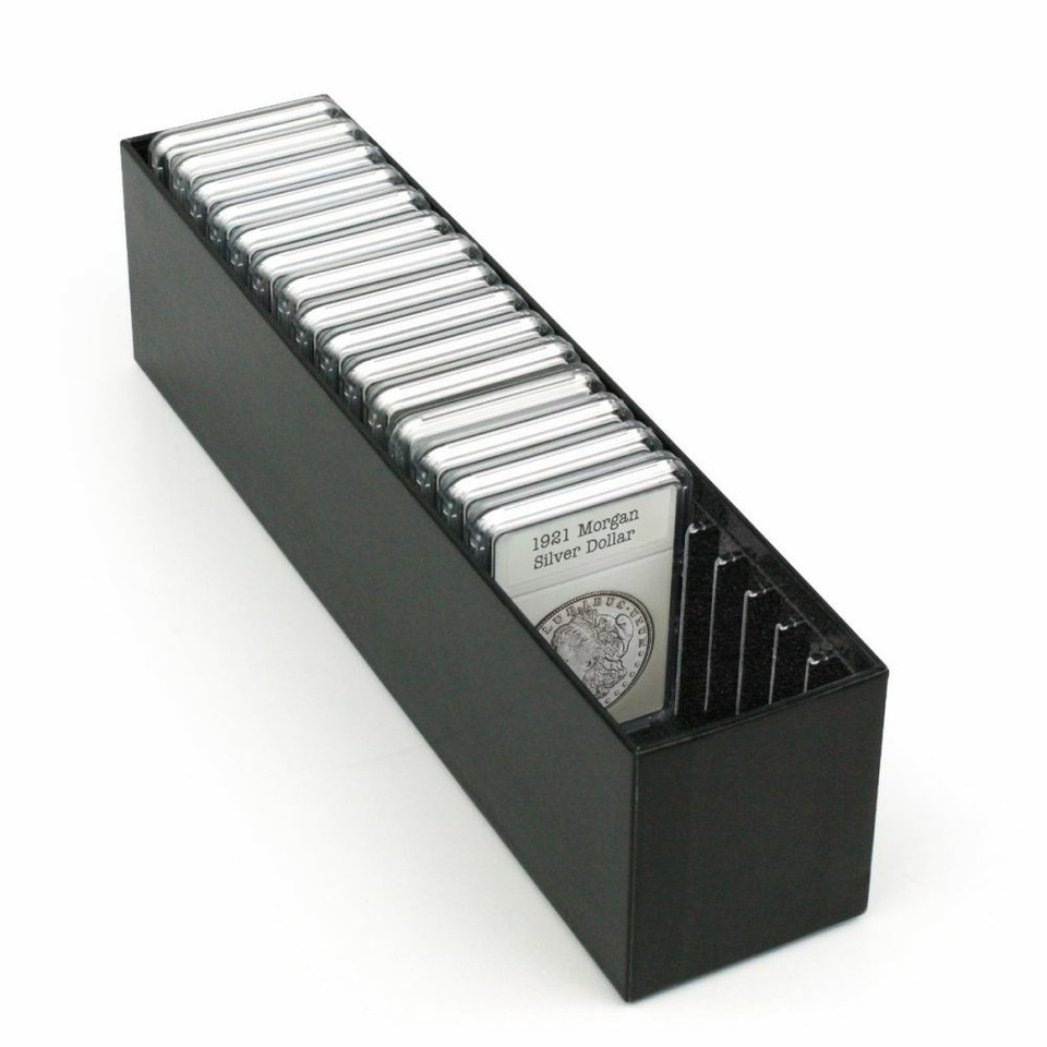 Slotted ONLY for BCW Coin Holder Slab Storage Box Black Display Case ...