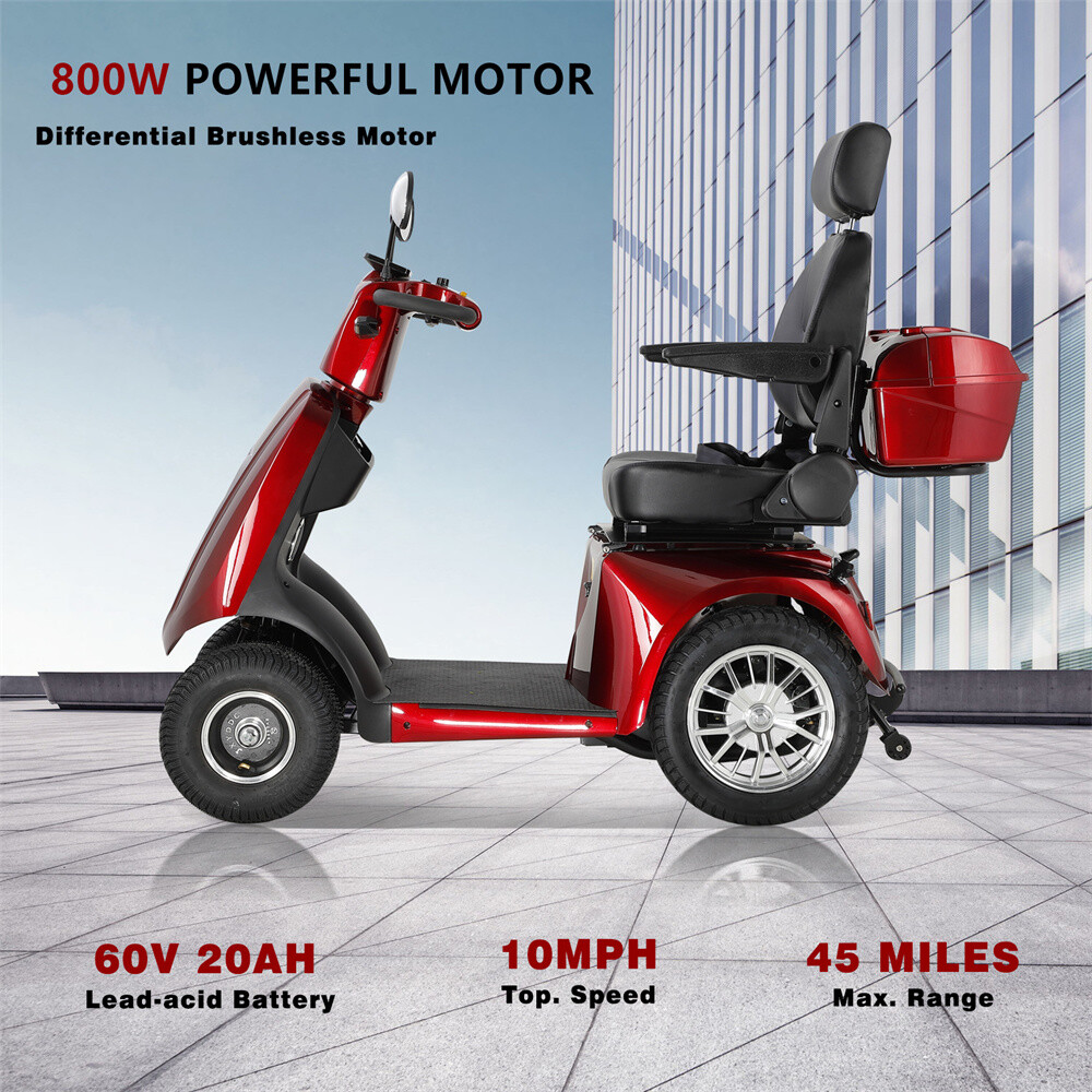 Four Wheels Mobility Scooter 800W 60V 20AH Battery Motor for Adult ...