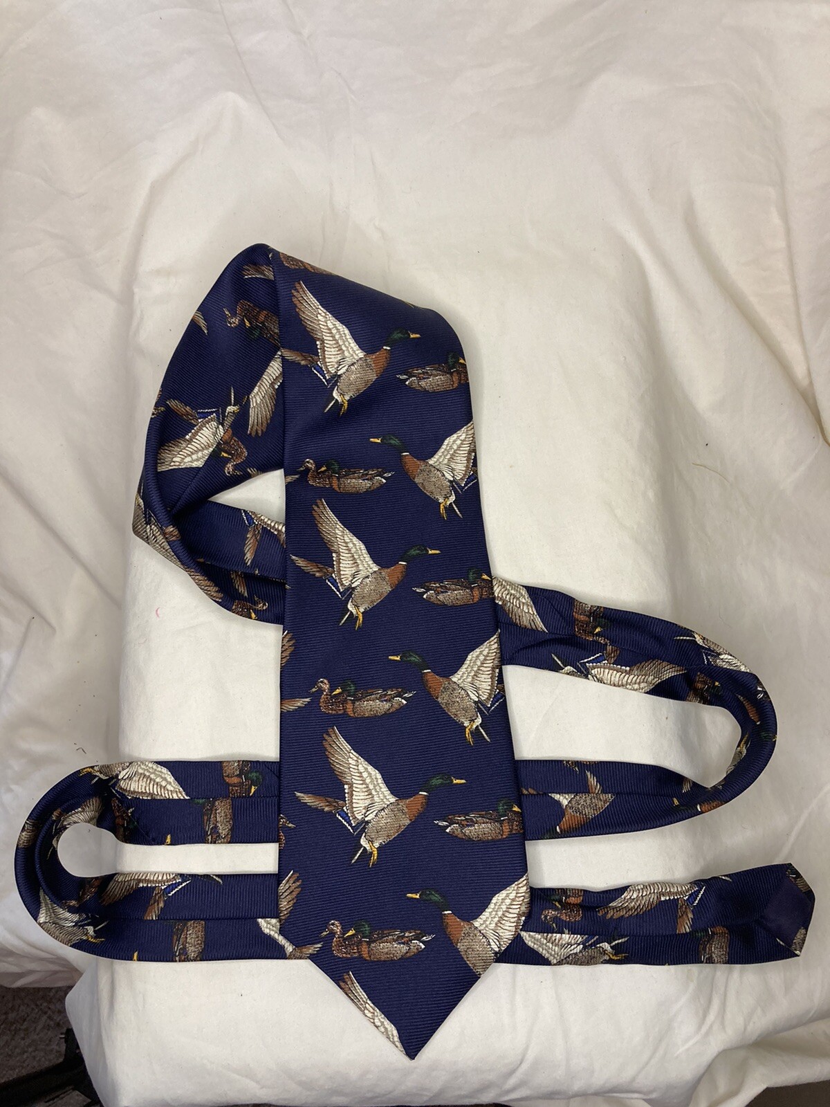 ducks unlimited tie mallard duck themed navy blue - Gem