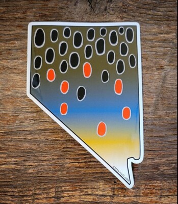 NEVADA Stickers Decals Rainbow Brown Trout fly fishing rods reels | eBay