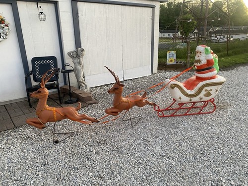 Vintage Poloron Giant Sled "Santa With Toys" Edition 36" Blow Mold 2 ...