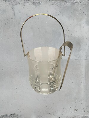 Europa Bomboniere Glass frosted clear W gold Tongs gold handle small ...