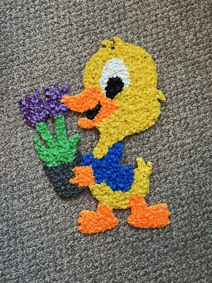 Vintage Easter Melted Plastic Popcorn 18" Duckling Duck Chick Flowers ...