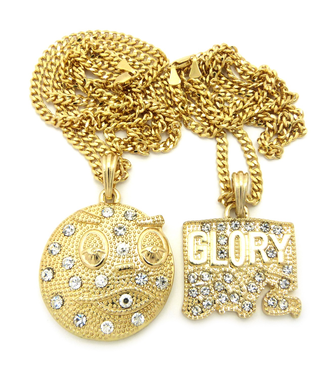 NEW GLORY BOYZ & GLO-GANG PENDANT &24"&30" C-CUBAN CHAIN NECKLACE SET ...