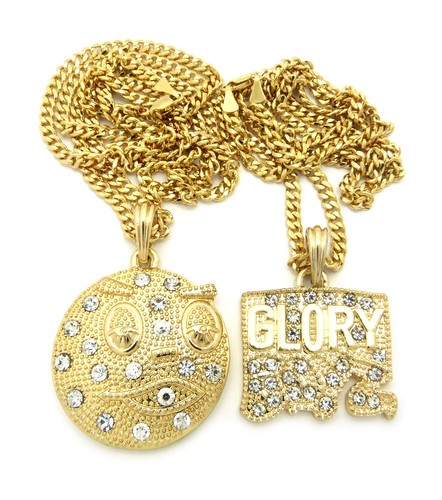 NEW GLORY BOYZ & GLO-GANG PENDANT &24"&30" C-CUBAN CHAIN NECKLACE SET ...