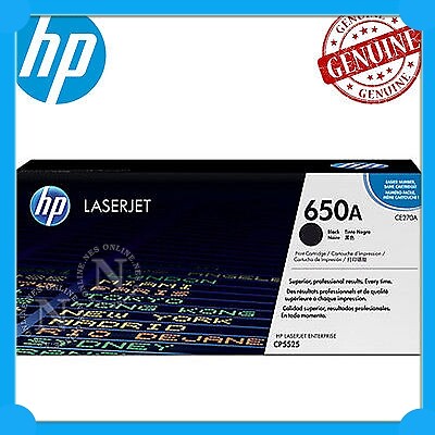 HP Genuine #650A BLACK Toner Cart->LJ CP5525dn/CP5525/M750 [CE270A] 13 ...