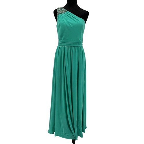 Badgley Mischka Cache Prom Dress Womens 6 Turquoise One Shoulder ...