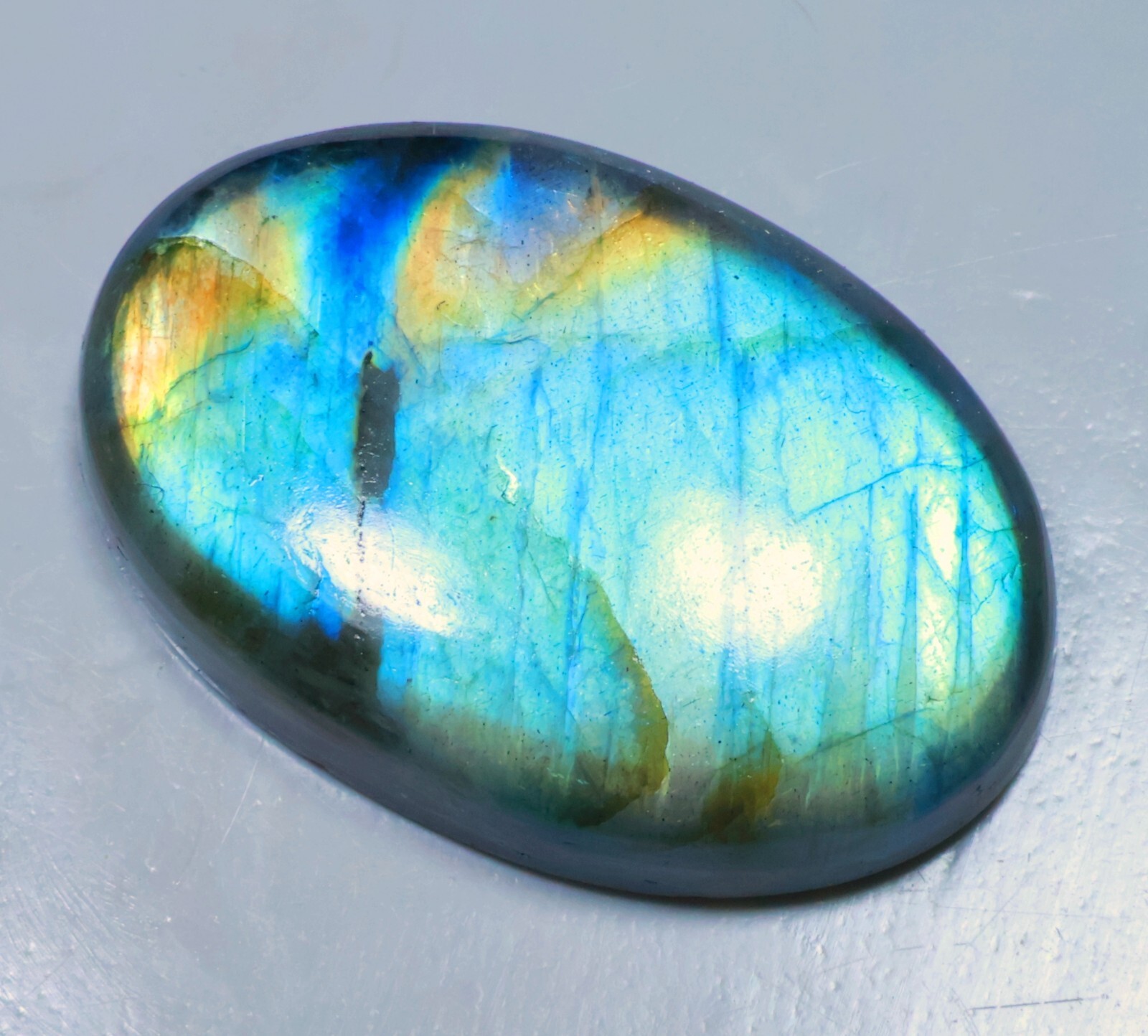 NATURAL GREEN SKY BLUE FIRE LABRADORITE OVAL PEAR CABOCHON PENDANT ...