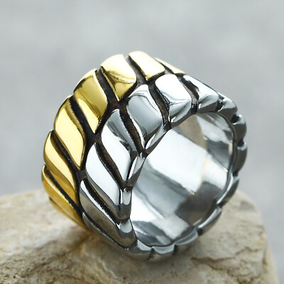 14mm Vintage Men's Elegant Wedding Bands Titanium Fashion Biker Chain ...